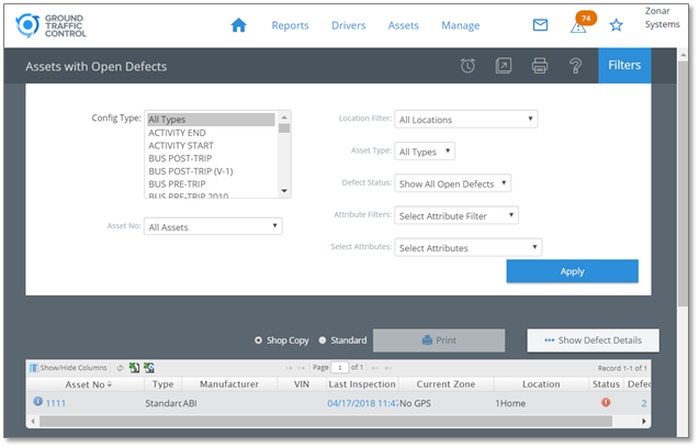 Open Defects – Zonar Systems Support