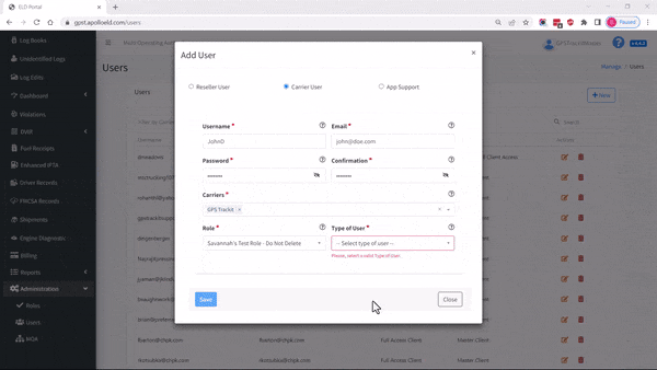 ELD Set Up: Users – Zonar Systems Support
